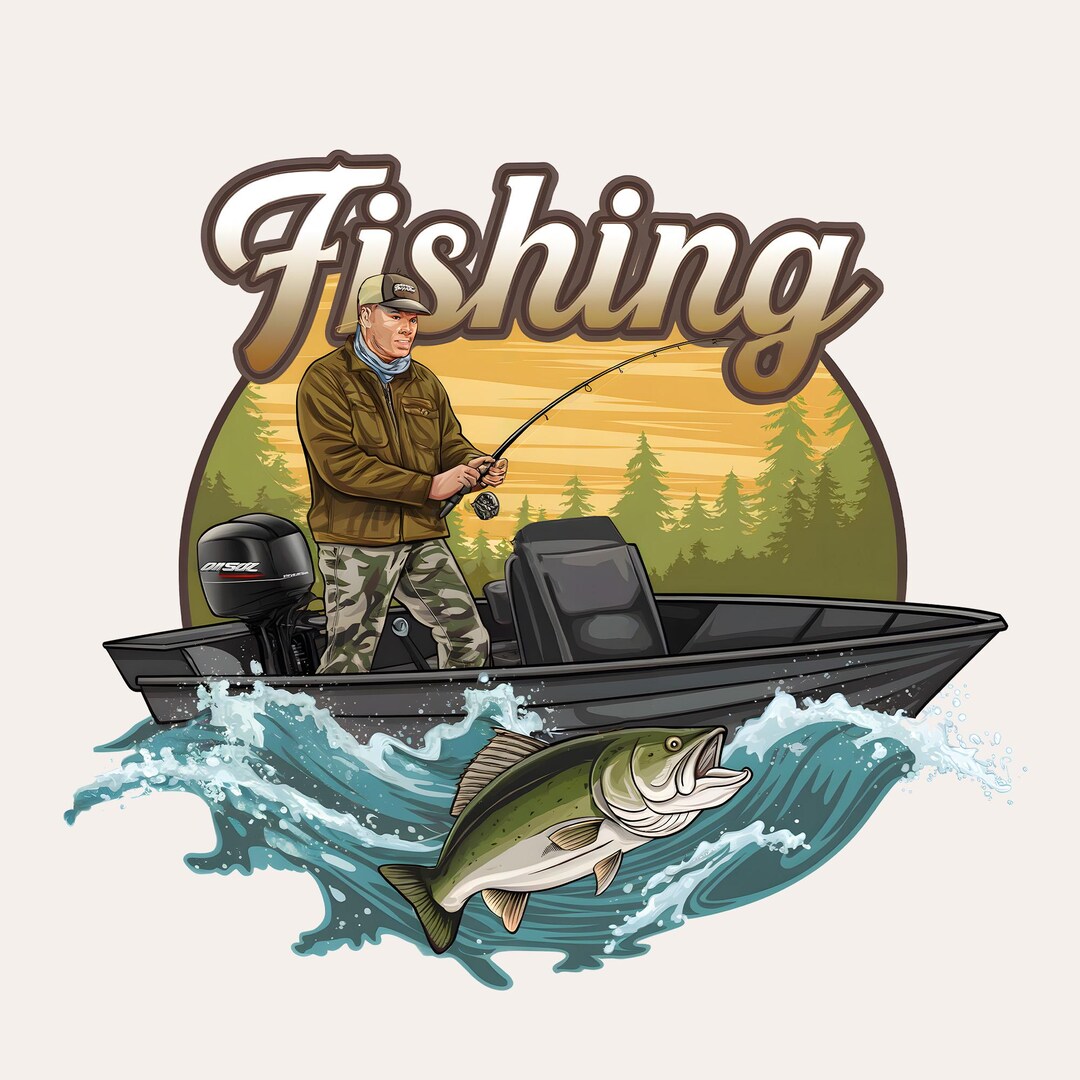 Fishing on the Lake PNG | Fisherman Catching Fish in a Boat | Fishing ...