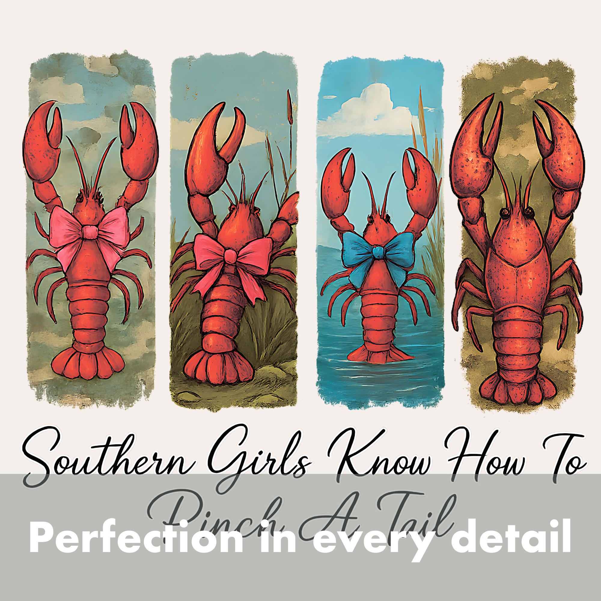 Southern Girls Crawfish PNG | Cute Crawfish With Bows Sublimation ...