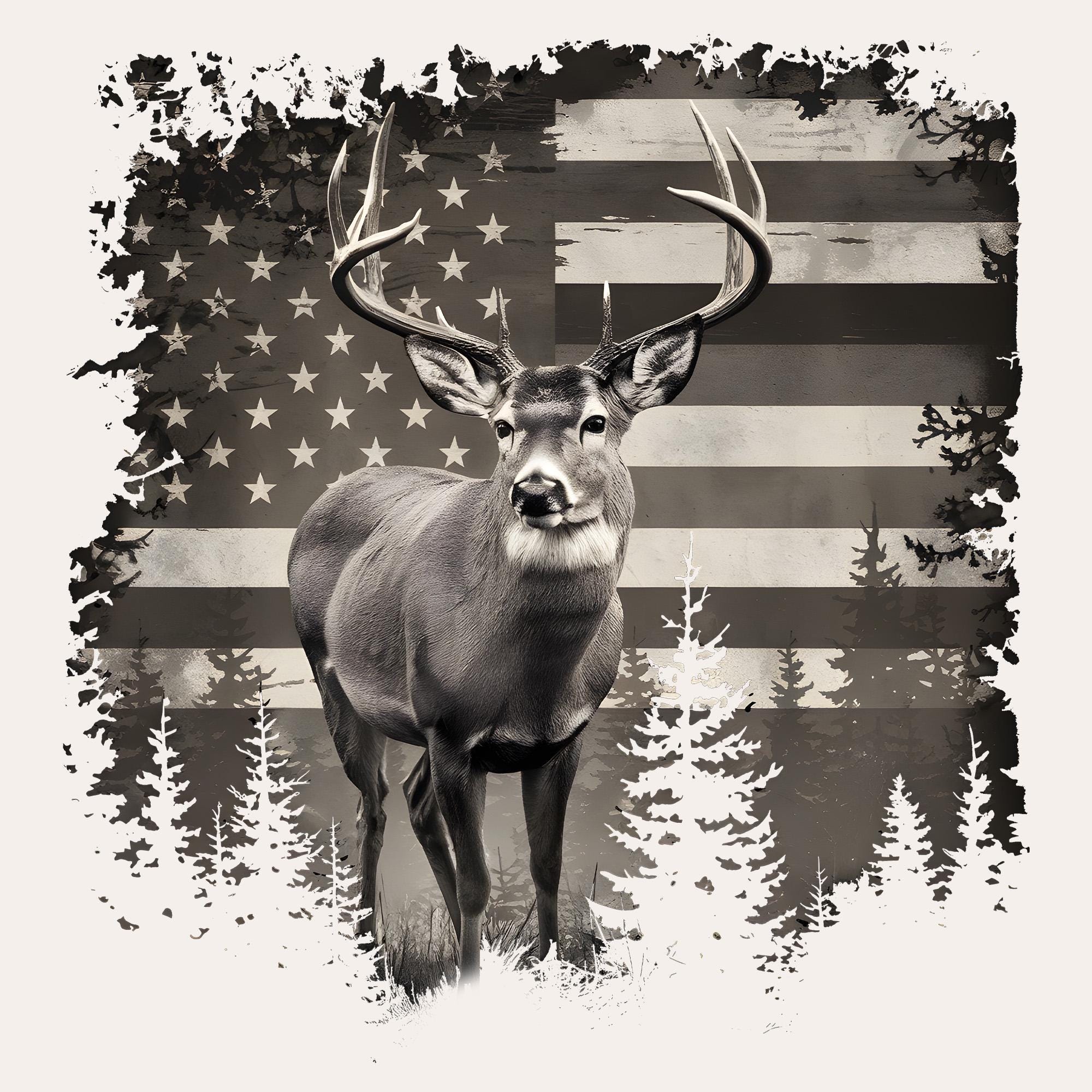 Patriotic Buck PNG | USA Flag Whitetail Deer | American Flag Deer ...