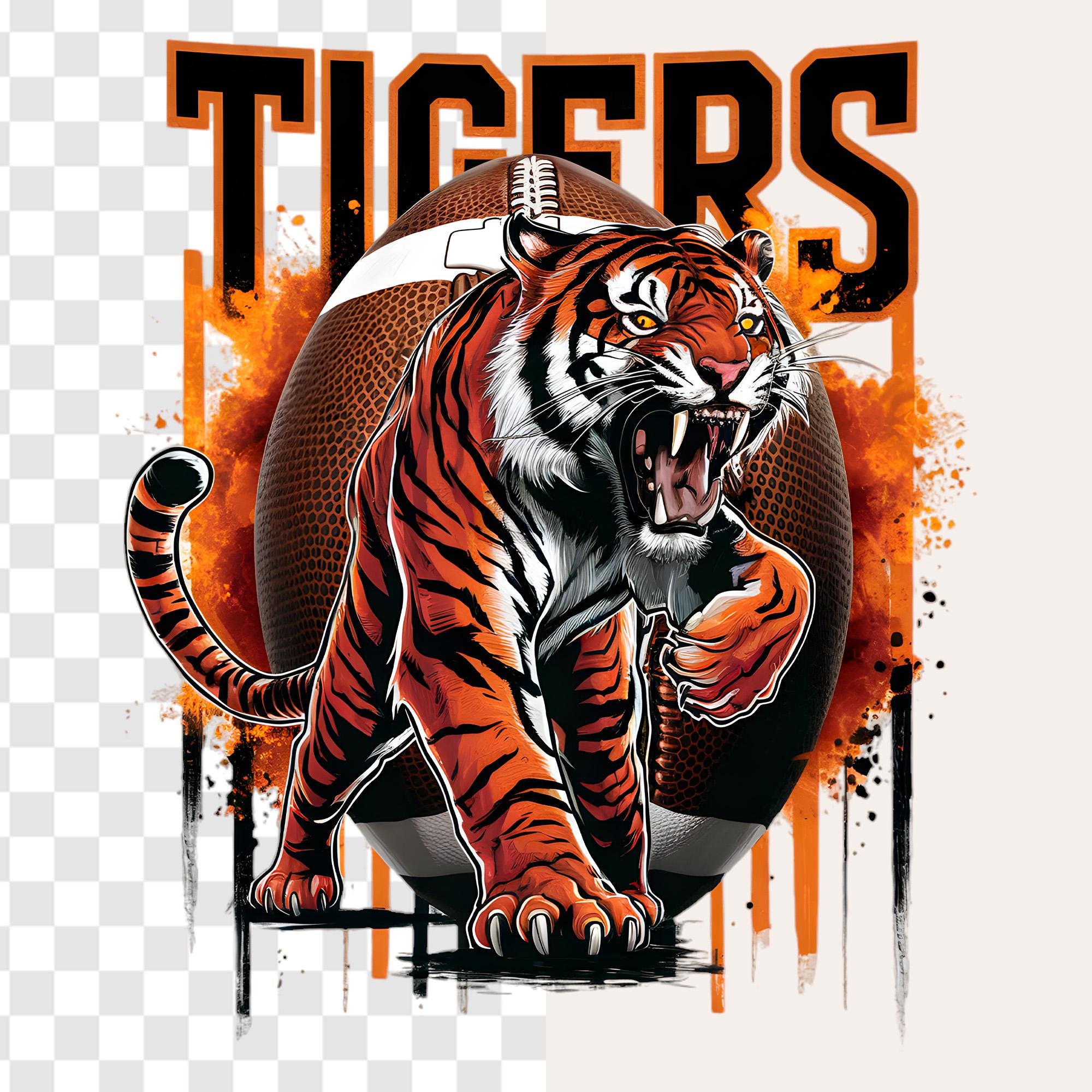 Tigers Football PNG School Spirit Tigers T-shirt Sublimation Tiger Mascot Logo Digital File ...