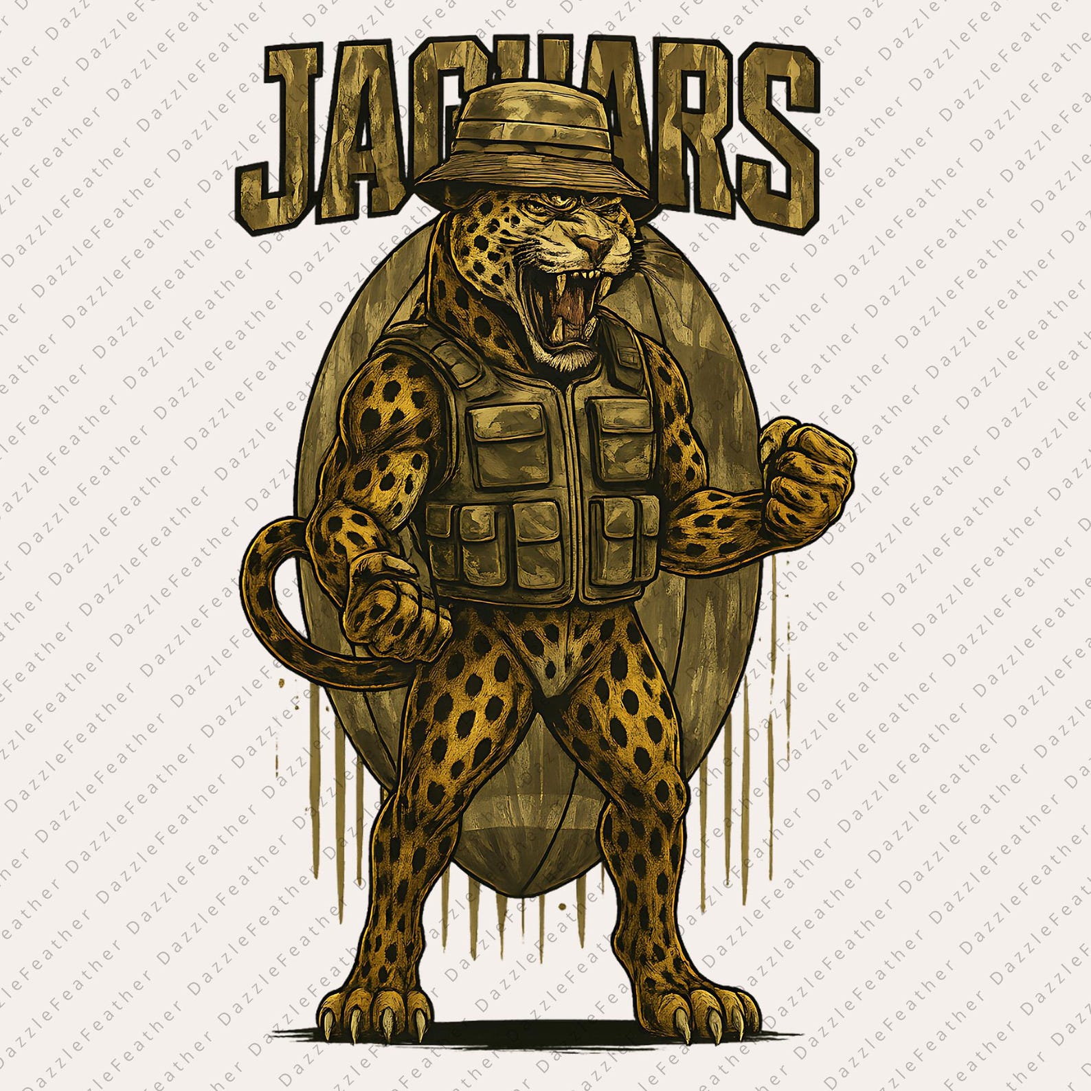 Jaguars Mascot PNG | Wild Jaguar in Camo Vest Sports Mascot Sublimation ...