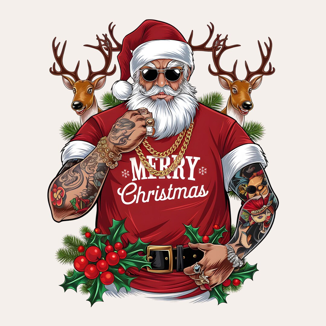 Muscular Santa Claus PNG | Merry Christmas Sublimation PNG | Strong ...