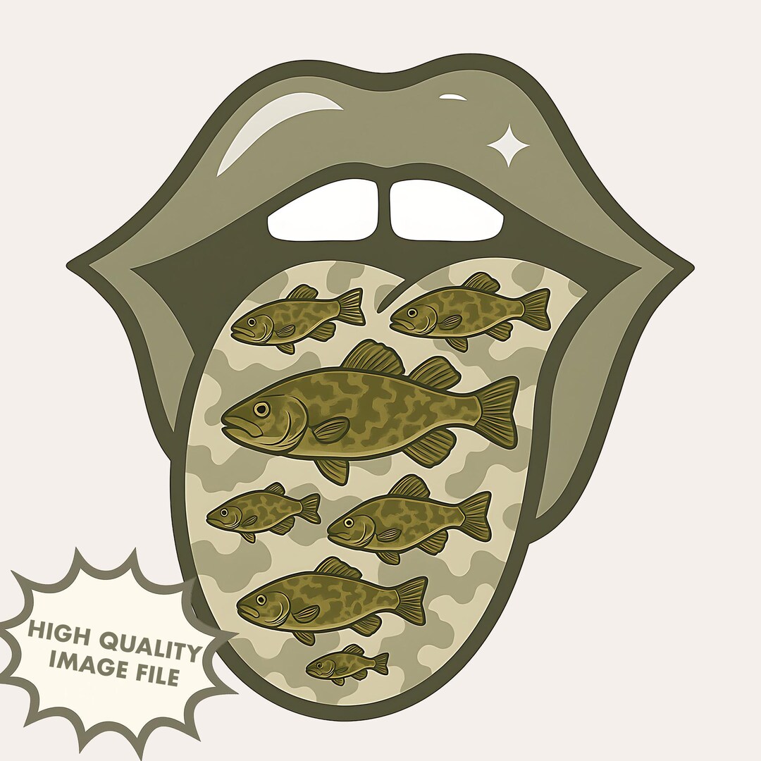 Fish Camo Lips & Tongue PNG | Bass - Trout Pattern Design - Sassy ...