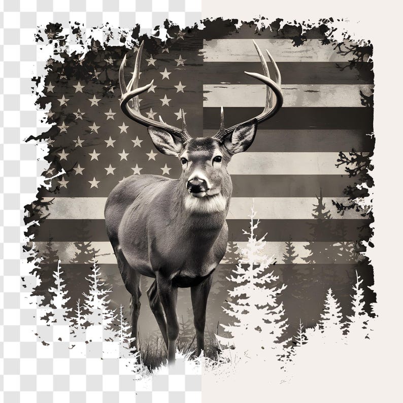 Patriotic Buck PNG | USA Flag Whitetail Deer | American Flag Deer ...