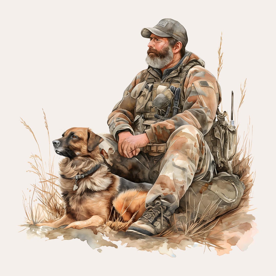 Hunter Sitting With Dog PNG | Hunting Companion Sublimation Design ...