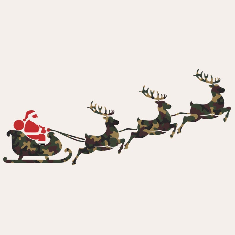 Retro Camo Santa Clipart | Hunting PNG | Vintage Camo Design | Kids ...