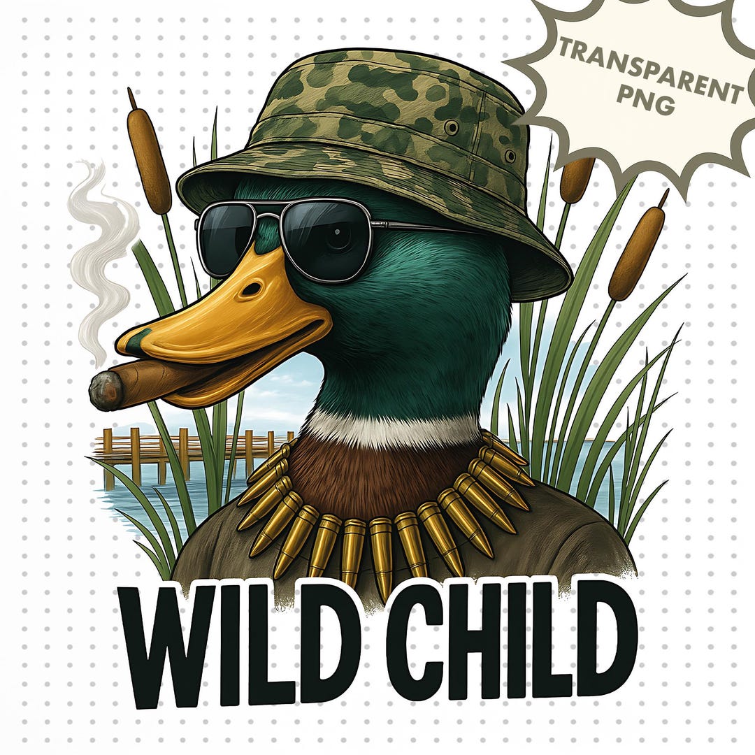Wild Child Duck PNG | Swag Camo Duck Design | Cool Duck With Cigar ...