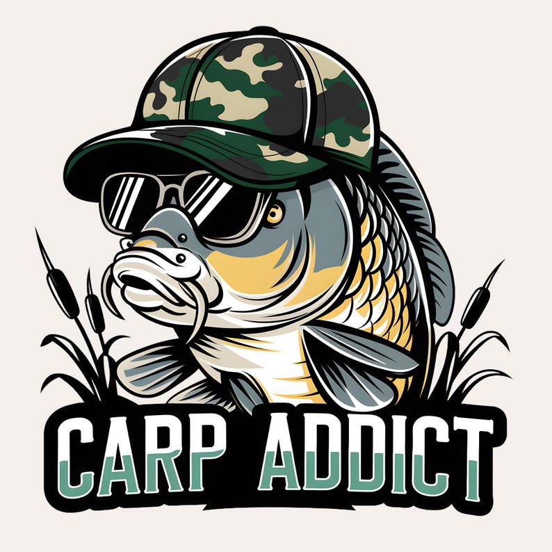 Carp Addict Fishing PNG | Humorous Carp Fishing Sublimation | Common ...