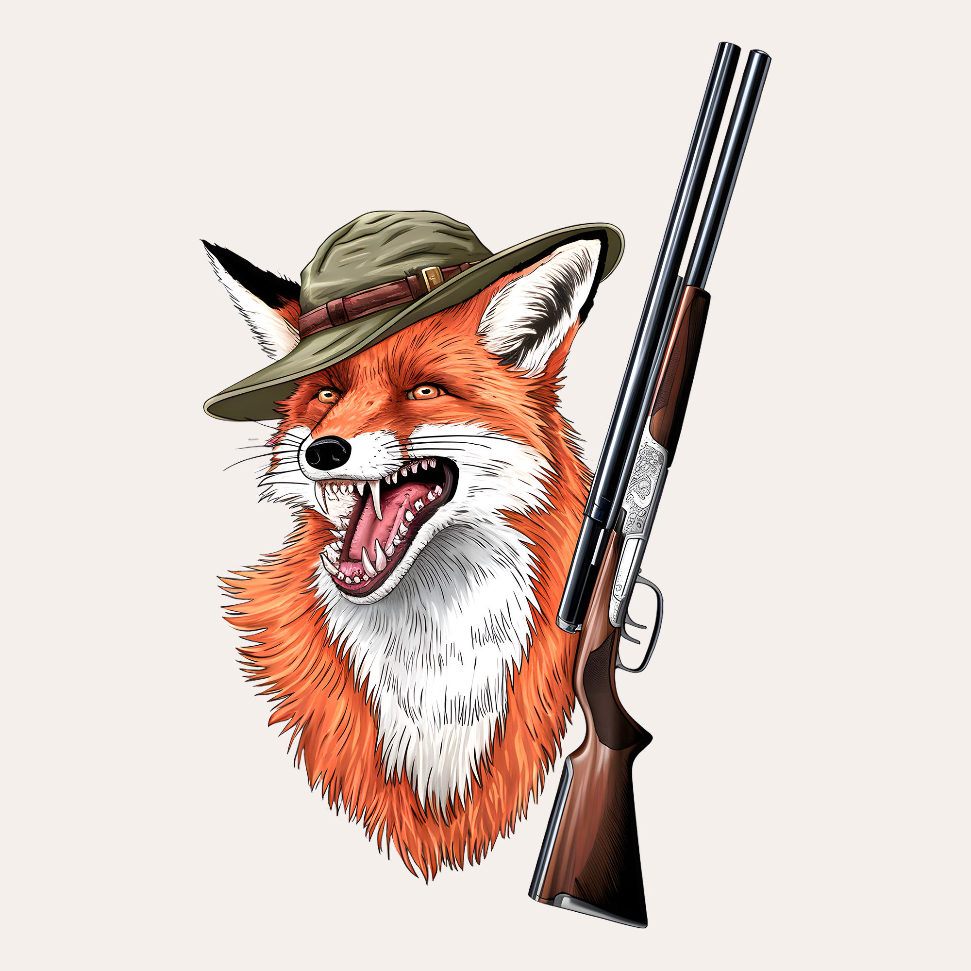 Hunter Fox in Hat PNG | Woodland Animal Clipart | Fox Hunter Design ...