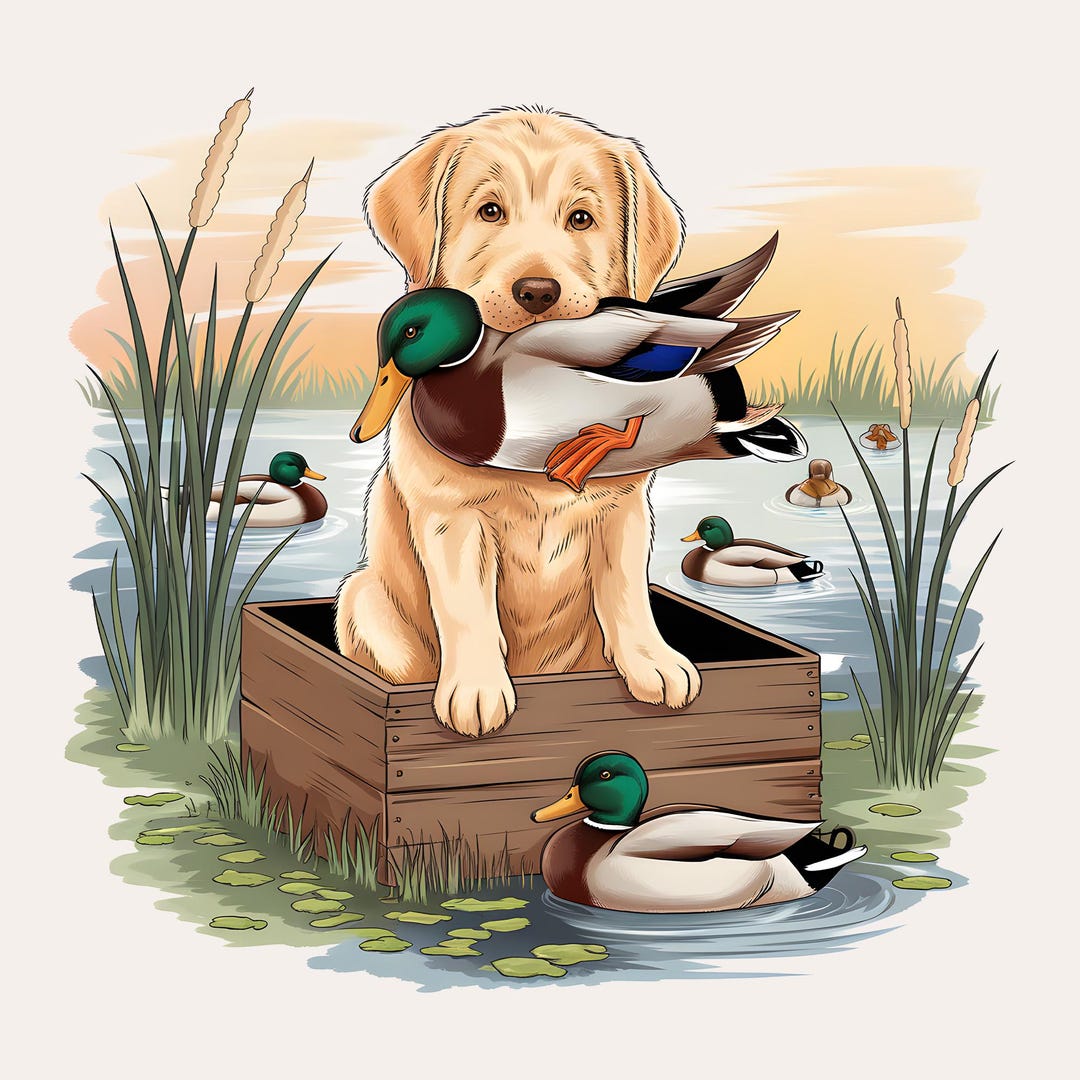 Adorable Puppy Hunting PNG | Duck Hunter Dog Sublimation Clipart | Cute ...