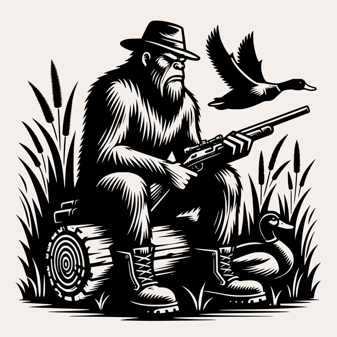 Bigfoot Hunting SVG | Vector Silhouette Design | Bigfoot Clipart ...