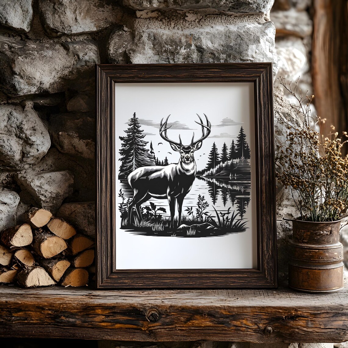 Whitetail Deer Lake SVG | Big Buck Graphic | American Hunting Design ...