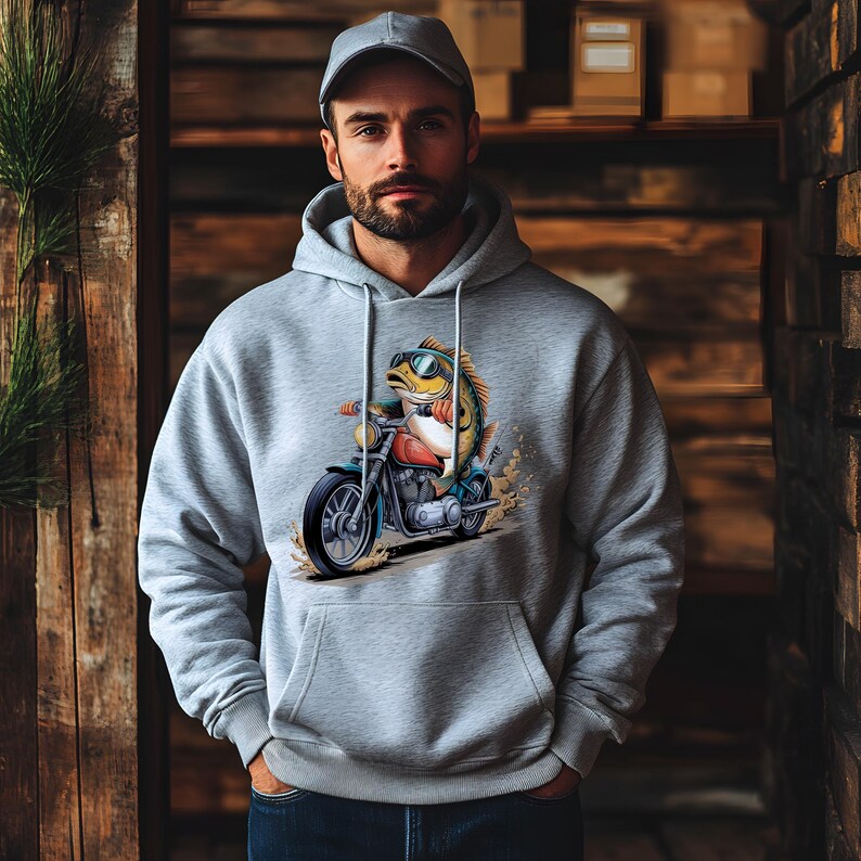 Fish on Motorcycle PNG | Cool Fish Riding Sublimation Design | Fun Fish ...