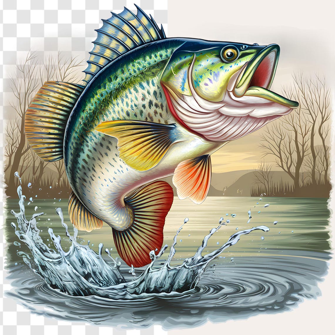 Jumping Crappie PNG | Crappie Fish PNG | Crappie Fishing Design ...