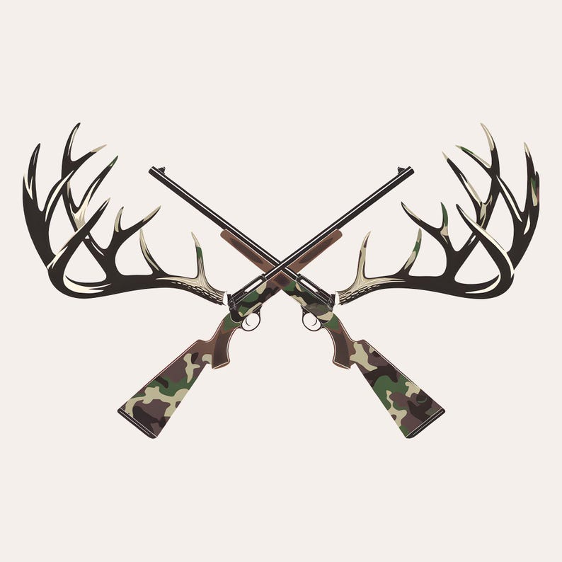 Deer Antlers and Crossed Rifles PNG | Hunting Logo Design | Antlers and ...