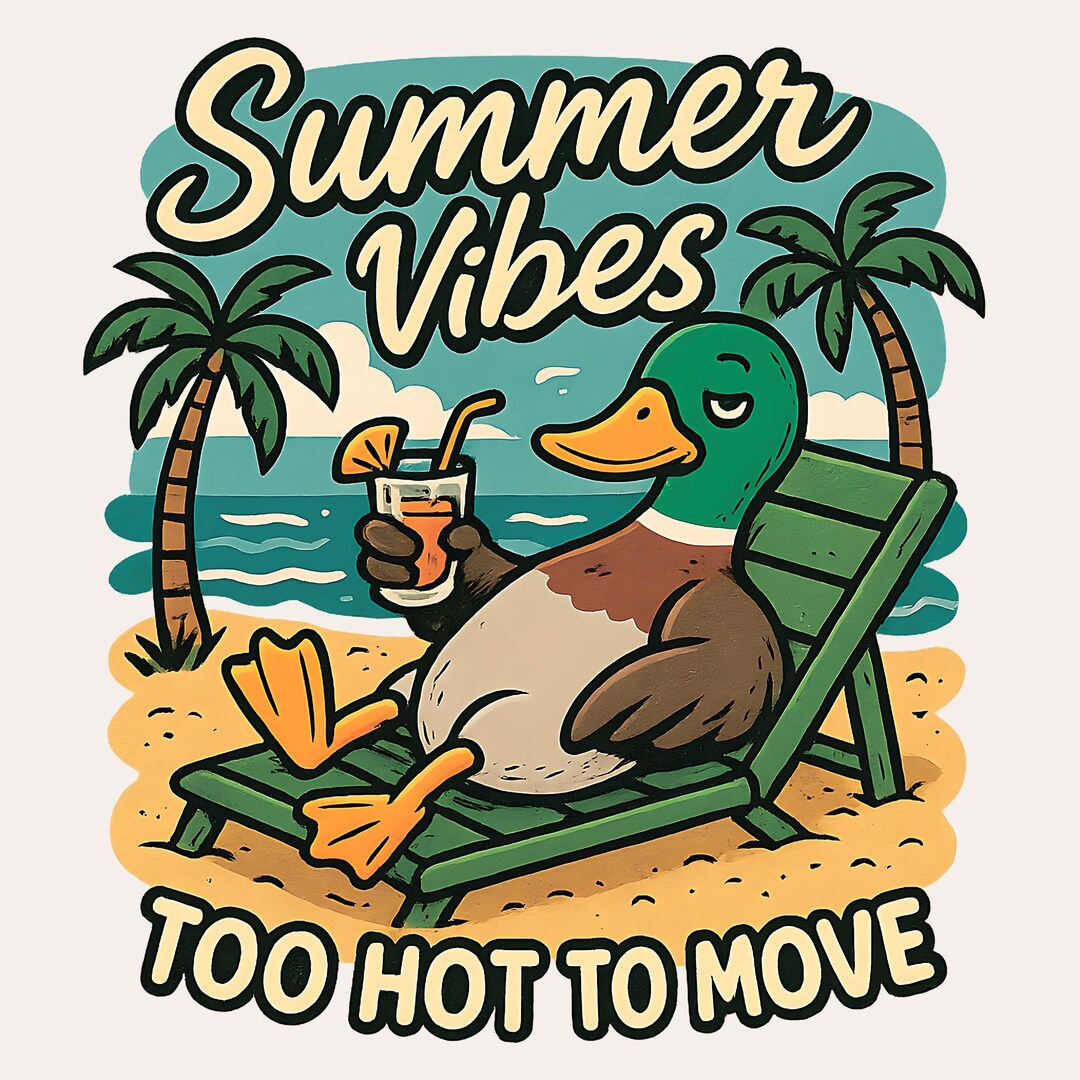 Summer Vibes Duck PNG | Funny Lazy Duck on Beach Chair Sublimation ...