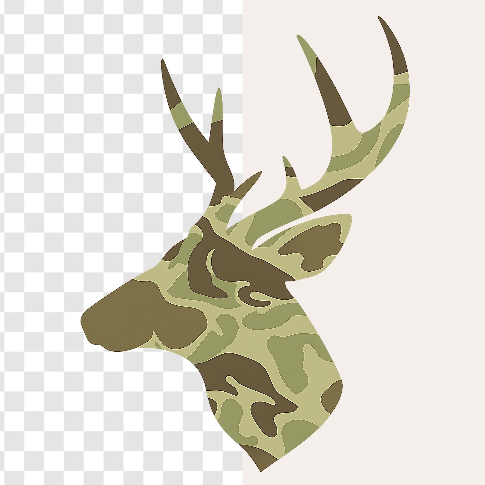Camo Deer Head PNG | Minimalist Buck Clipart | Hunting Silhouette ...