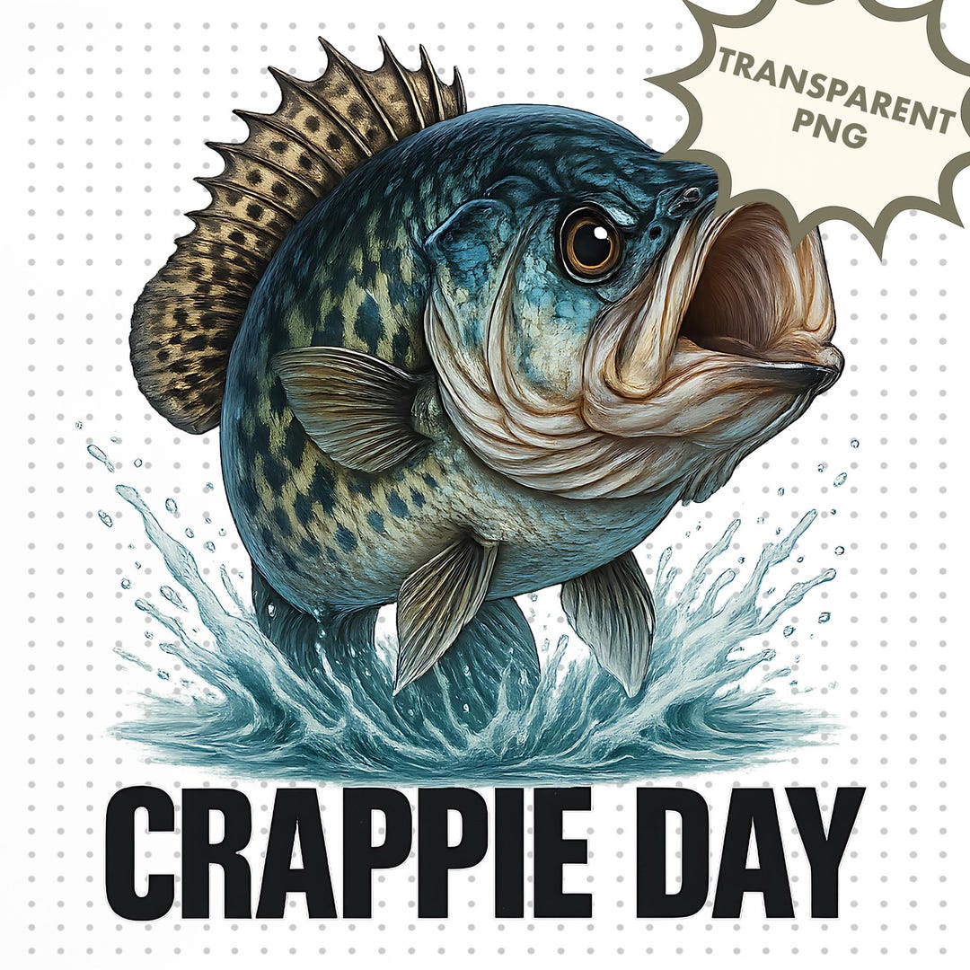 Crappie Jumping PNG | Crappie Fishing Sublimation Design | Transparent ...
