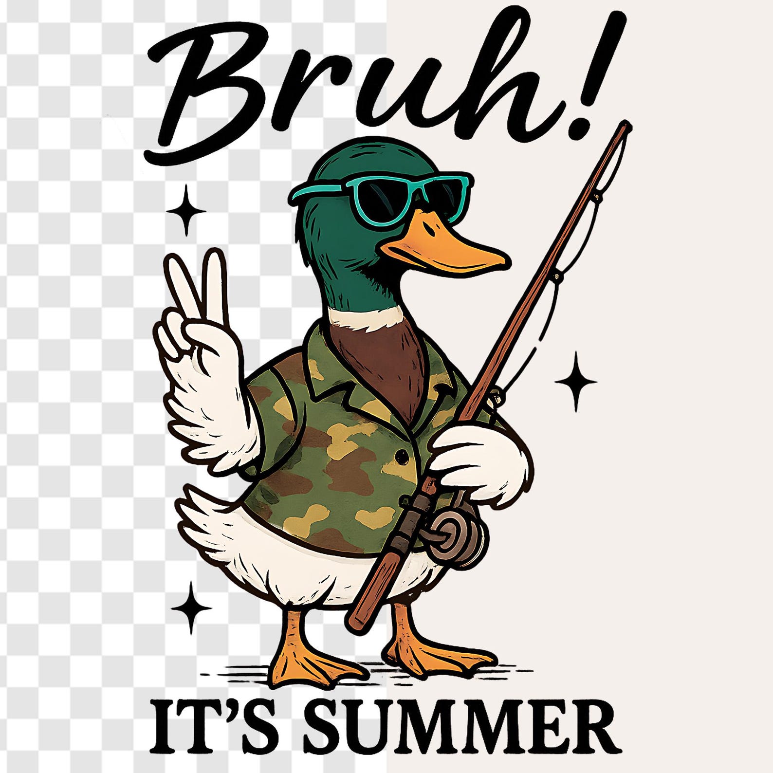 Funny Duck Summer PNG, Bruh It's Summer Sublimation, Cool Camo Duck ...