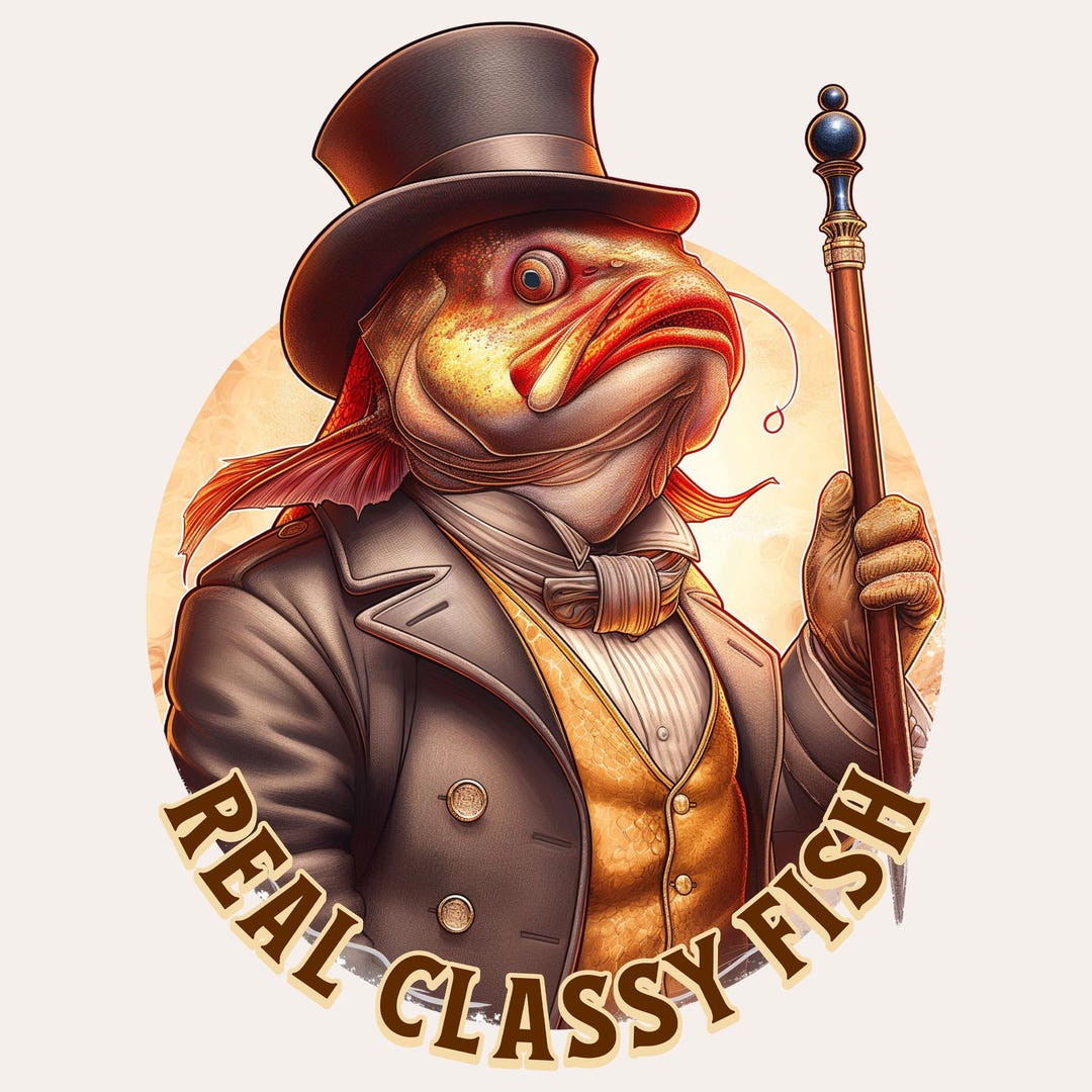 Real Classy Fish PNG | Solid Gentleman Fish Design | Stylish Fishing ...