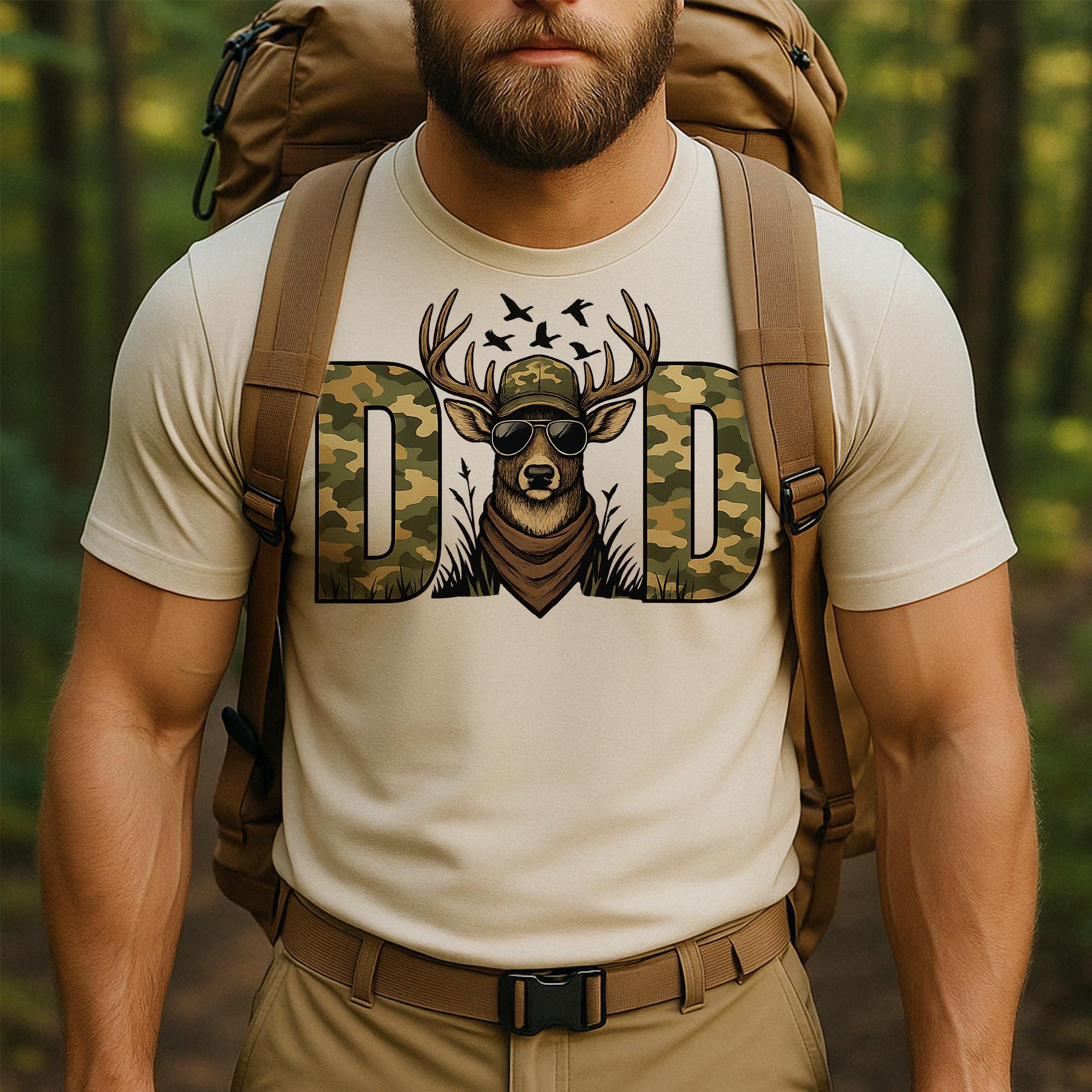 Deer Dad PNG, Camo Antlers With Glasses and Hat Sublimation, Cool ...
