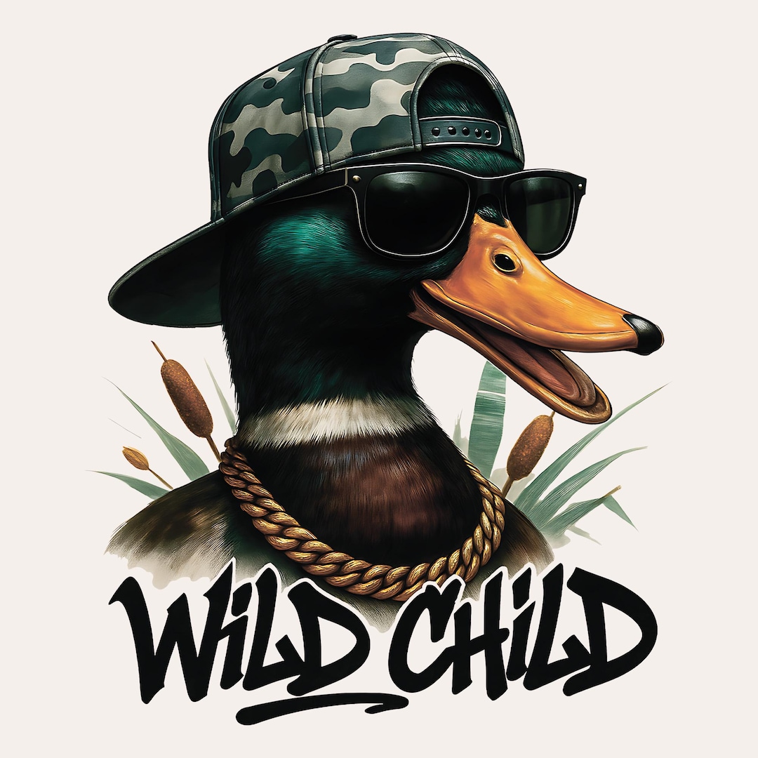 Wild Child Duck PNG | Swag Camo Duck Design | Cool Duck With Chain ...