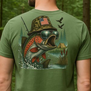 Funny Camo Fish PNG | Patriotic Fishing Design | Bass With Hat ...