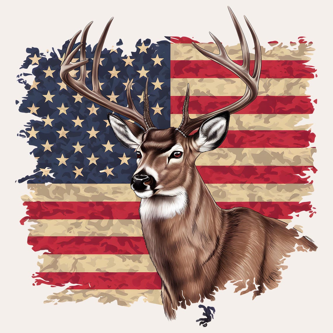 Camo Deer Head PNG | American Flag Sublimation Design | Patriotic Deer ...