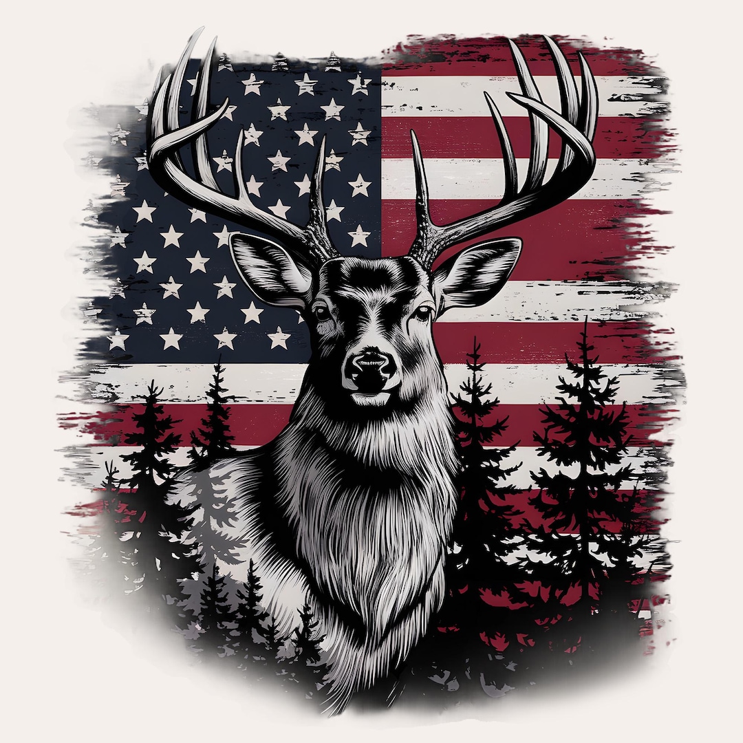 American Flag Buck PNG | USA Flag Deer Graphic | Whitetail Deer Flag ...