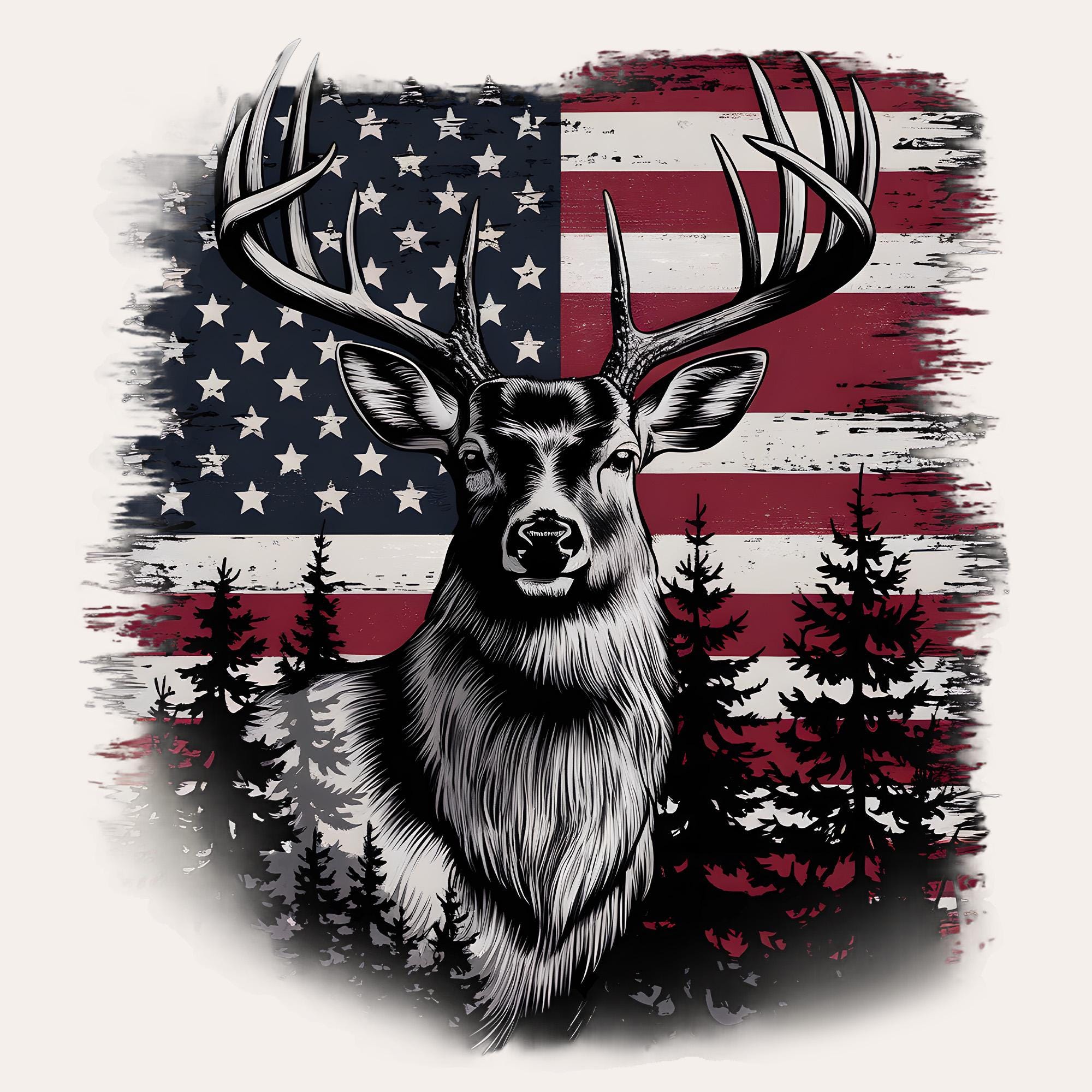 American Flag Buck PNG | USA Flag Deer Graphic | Whitetail Deer Flag ...