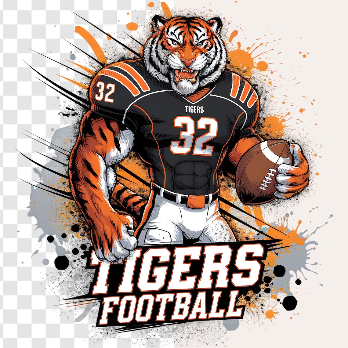 Tigers Football PNG | Tigers T-shirt Sublimation | Digital Download File | Tigers School Spirit ...