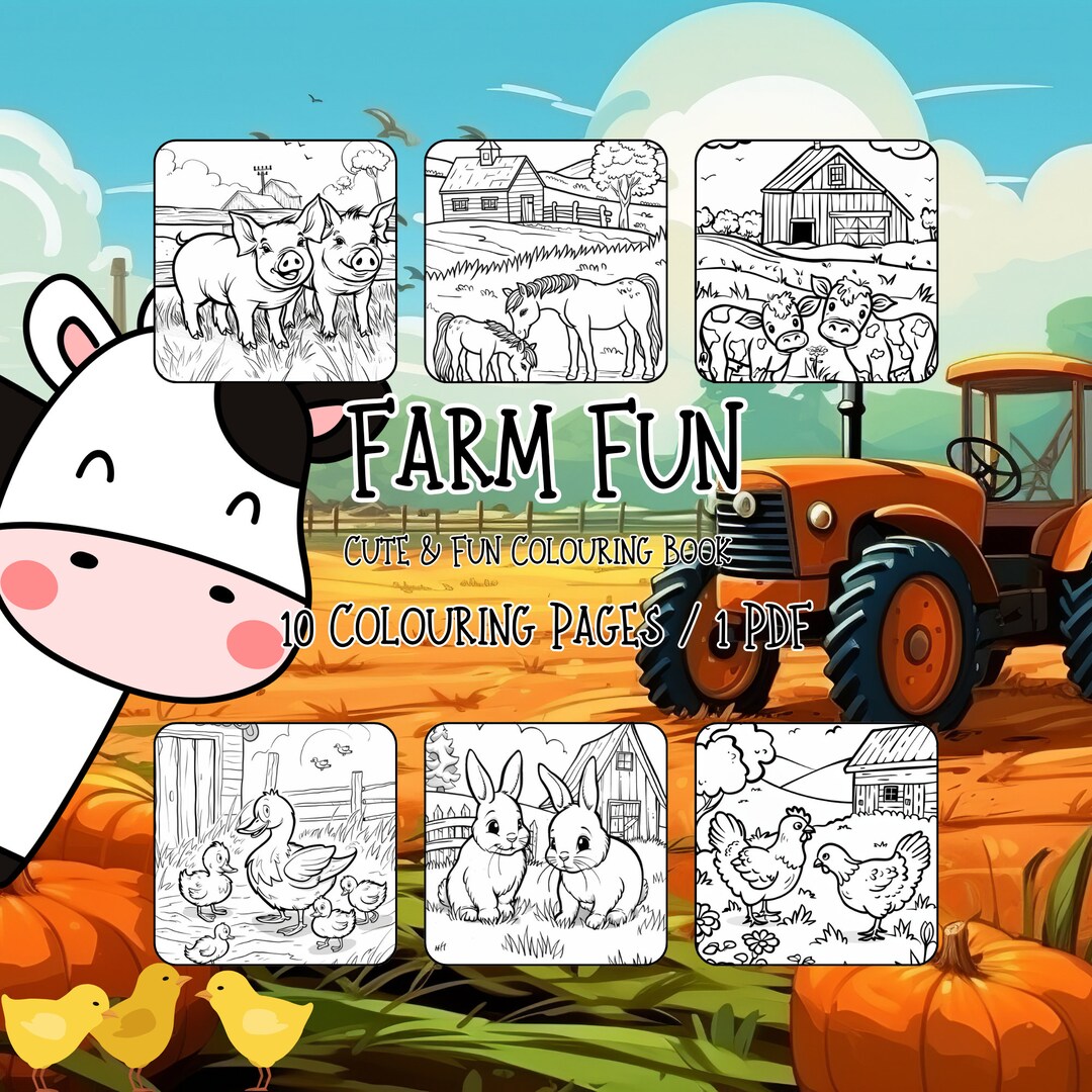 Colouring in Pages Kids Coloring Pages Farm Colouring Book for Kids - Etsy