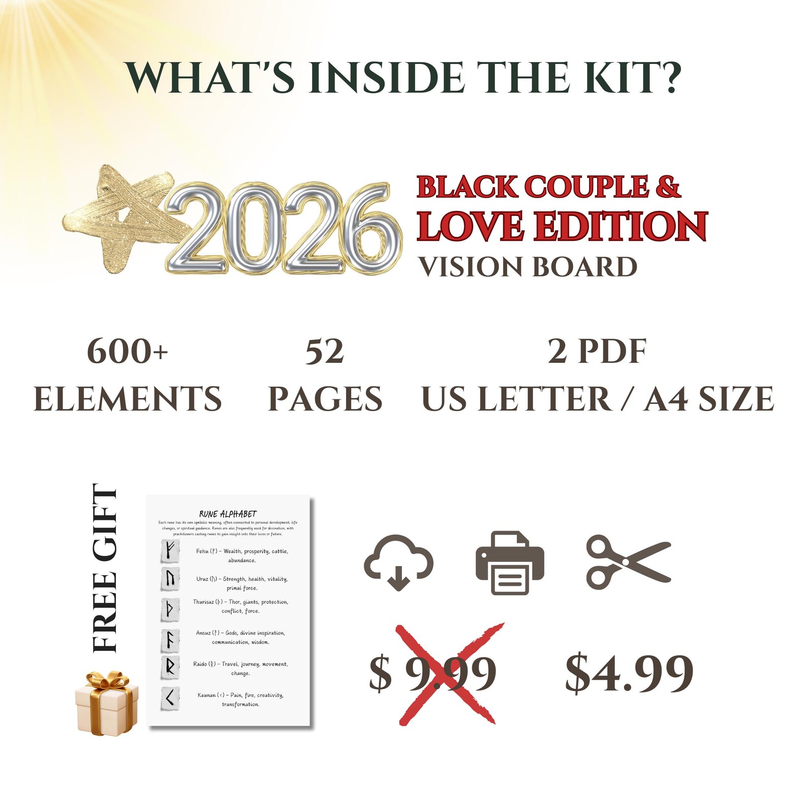 2026 Black Love Vision Board Kit Printable, Manifest Soulmate ...