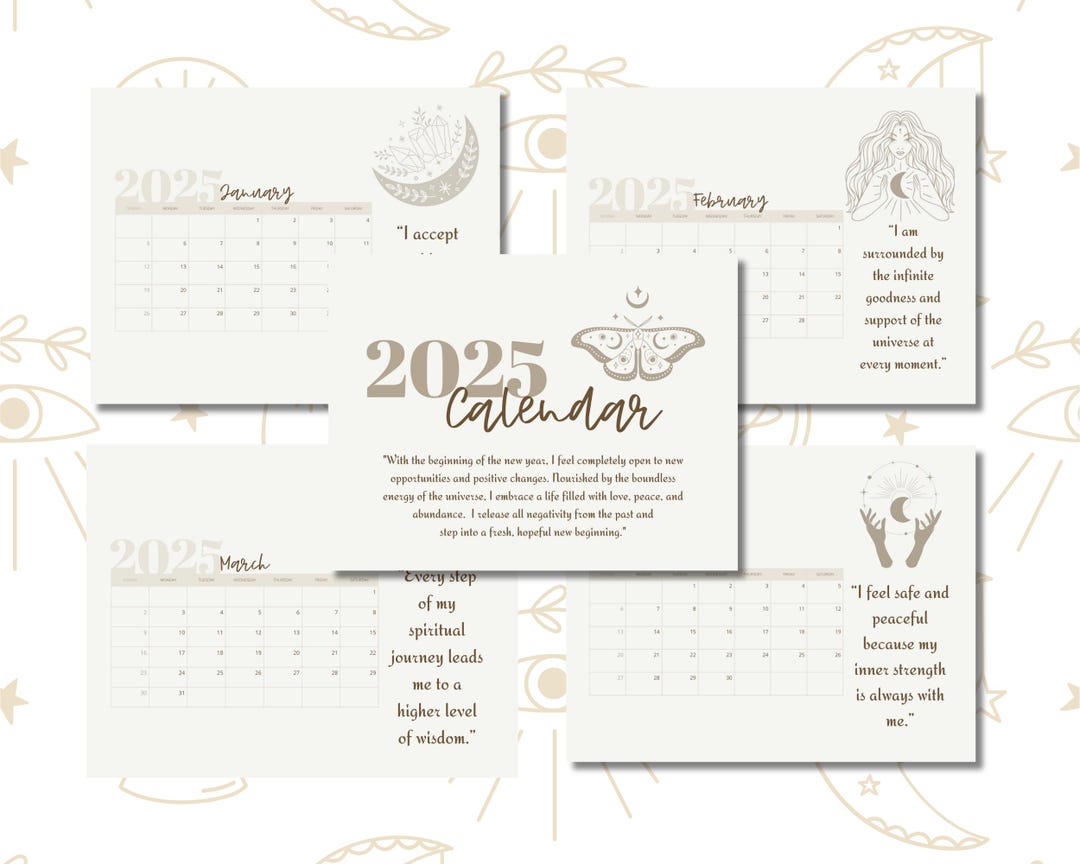 12 Month Calendar Monthly Affirmations Journal Calendar Template ...