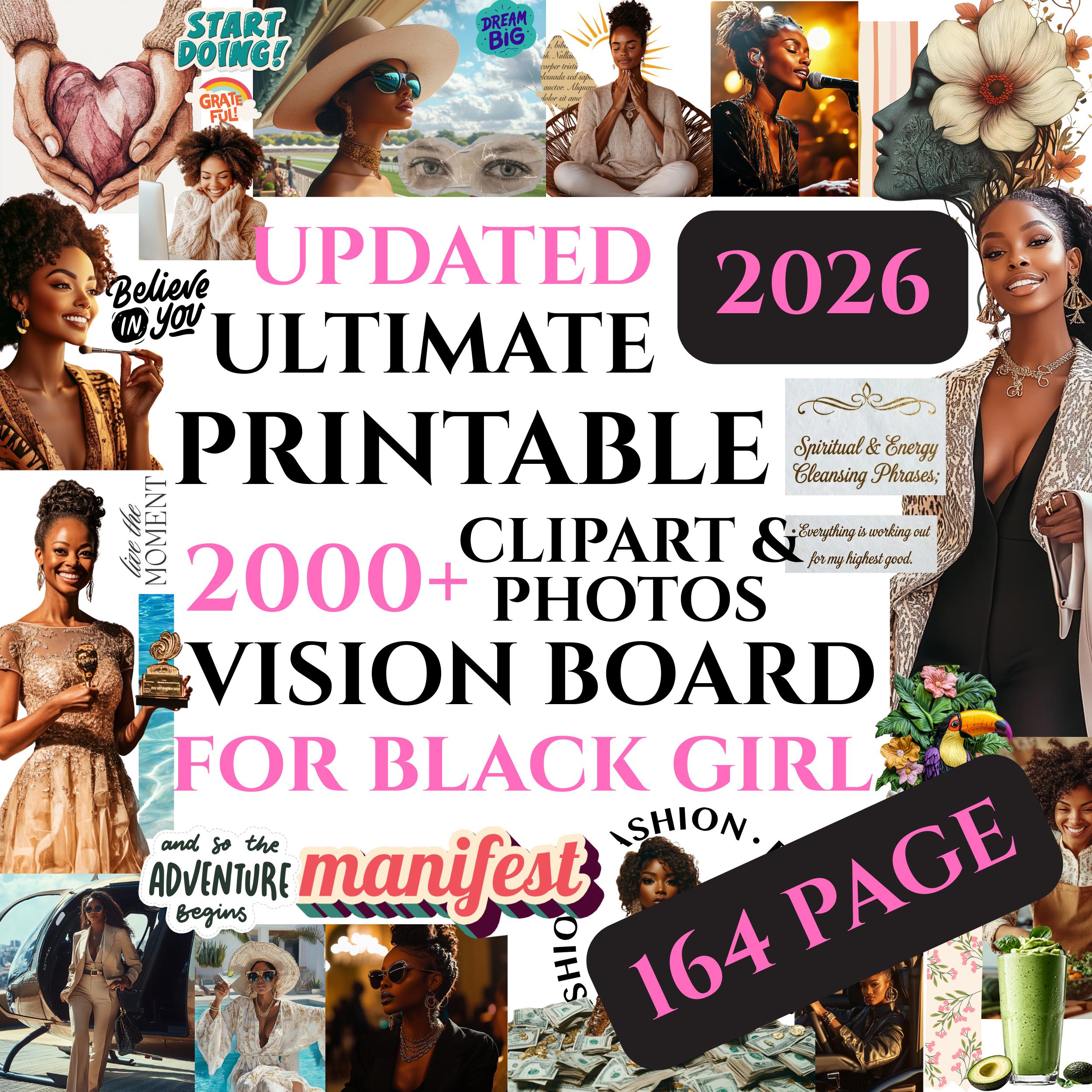 2026 Black Girl Vision Board Kit Printable, 2000+ Luxury Aesthetic ...
