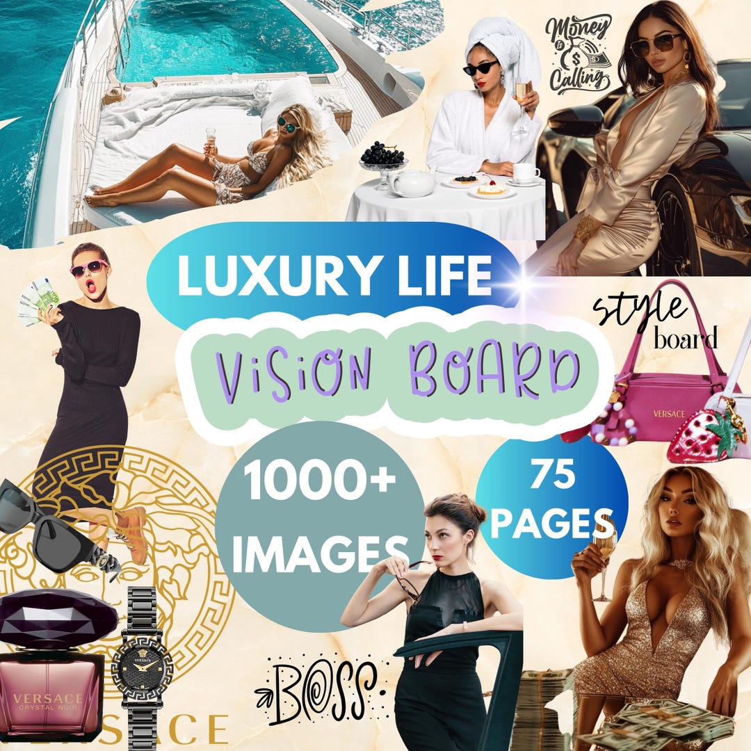 1000+ Images 2025 Rich Girl Vision Board Kit With Photos, Quotes ...