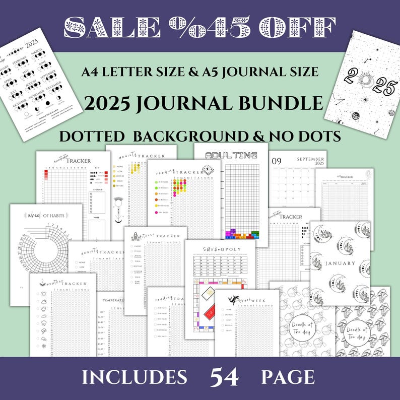 2025 Journal Bundle, Printable Journal Pages, Digital Calendar, A5 & A4 ...