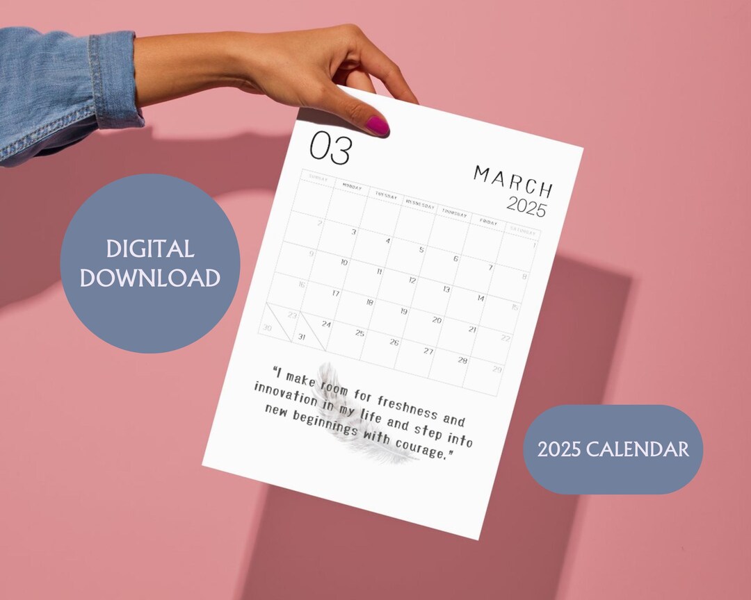 2025 12 Month Calendar Monthly Planner With Affirmations Monthly ...