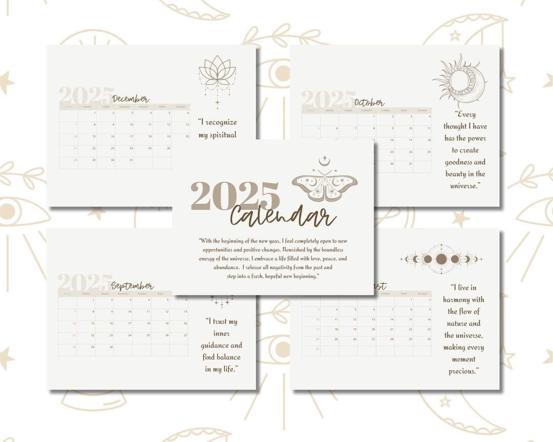 12 Month Calendar, 2025 Calendar Printable Download, Monthly Calendar ...