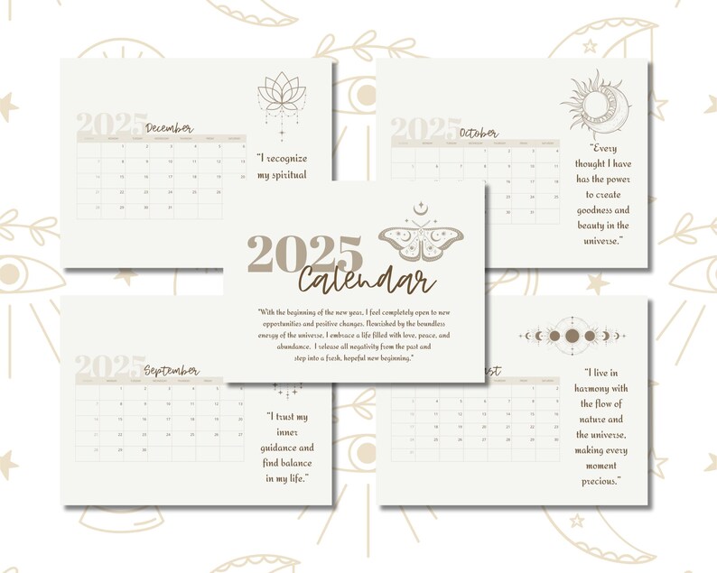 12 Month Calendar Monthly Affirmations Journal Calendar Template ...