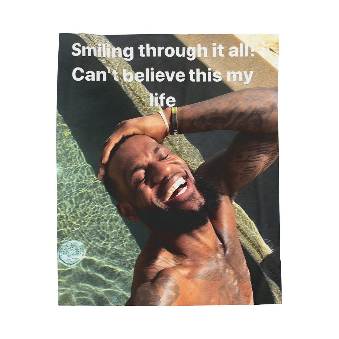 Meme Blanket, Lebron James Smiling Through It All, Plush Throw ...