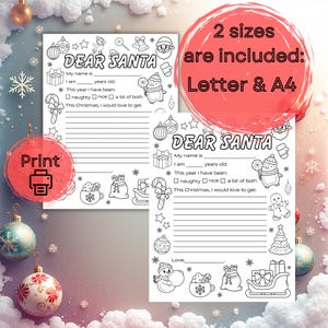 Letter to Santa Coloring Page – Printable Christmas Activity for Kids ...
