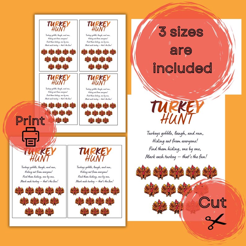 Turkey Thanksgiving Scavenger Hunt Game Kids Party Games Printable ...