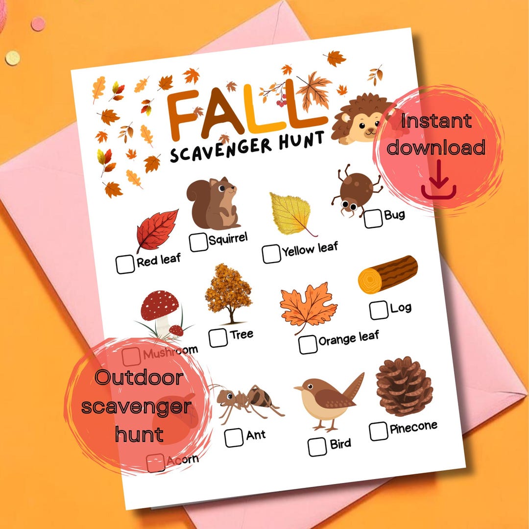 Fall Nature Scavenger Hunt: Kids Autumn Outdoor Activity (PDF Download ...