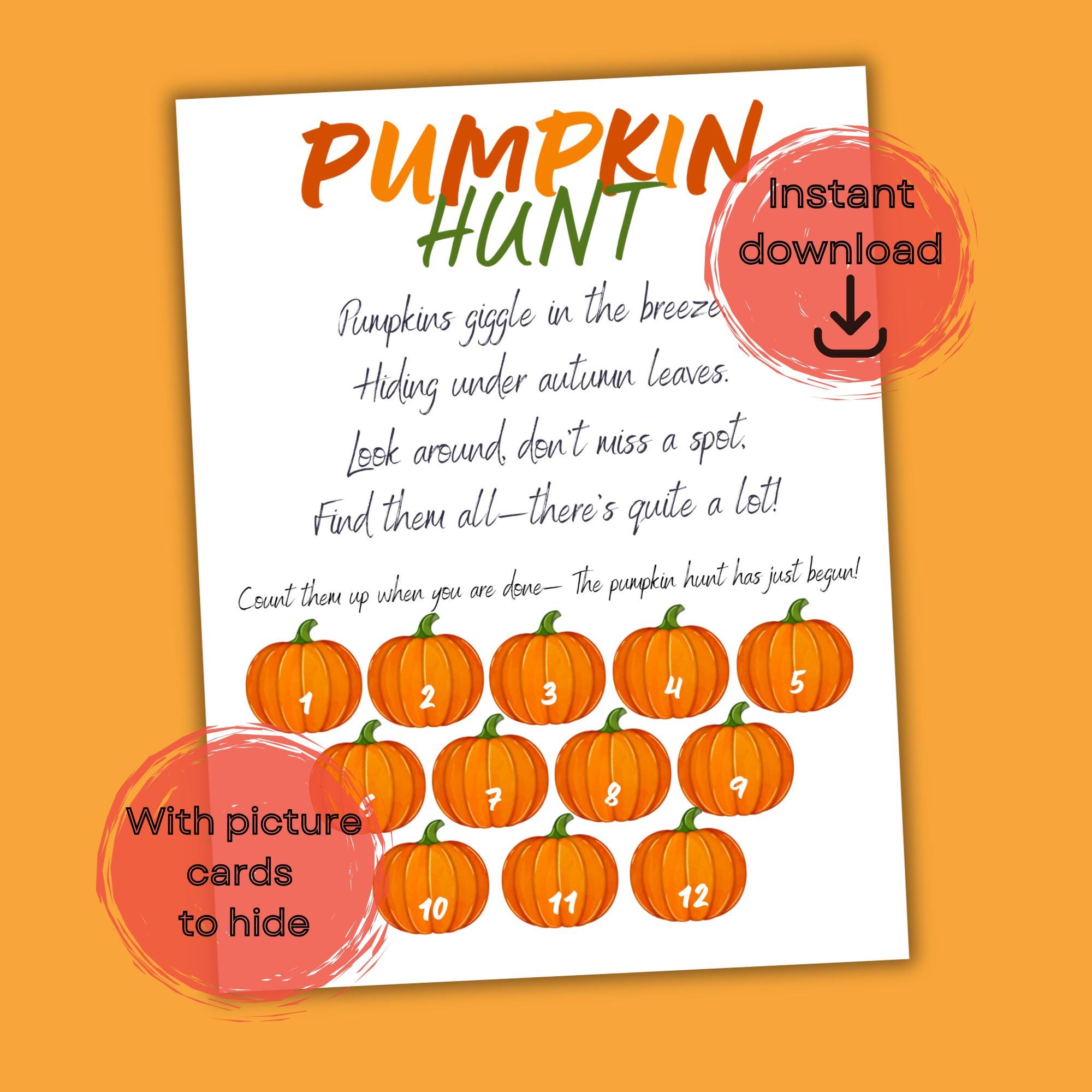 Halloween Pumpkin Scavenger Hunt Game Kids Party Games Printable Fall ...