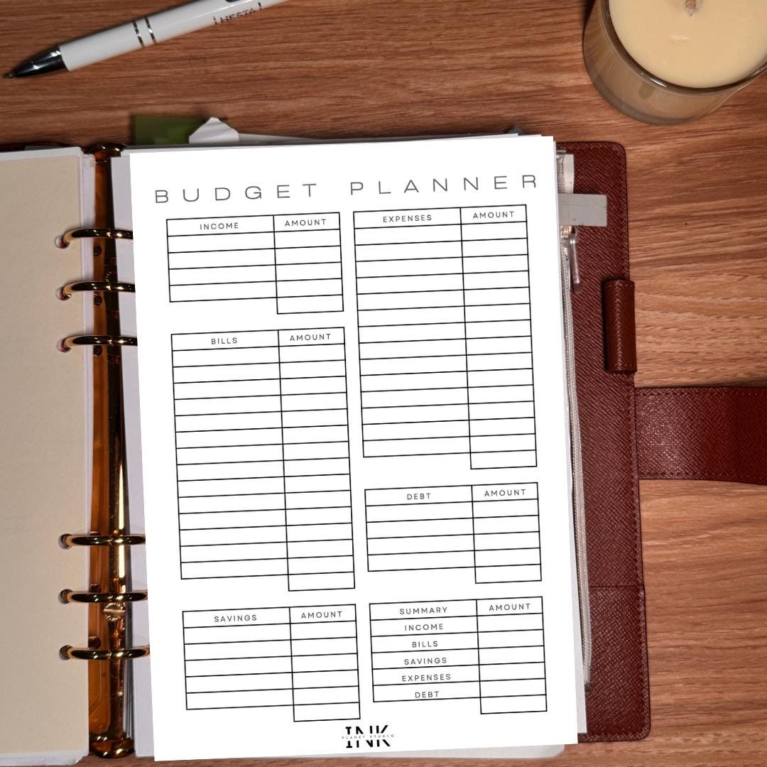 Budget Tracker Printable Insert, Budget Tracker PDF, Printable ...