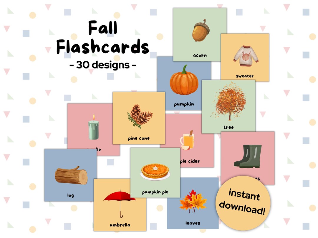 30 Fall Flashcards to Print for Toddlers Nomenclature Flashcards in ...