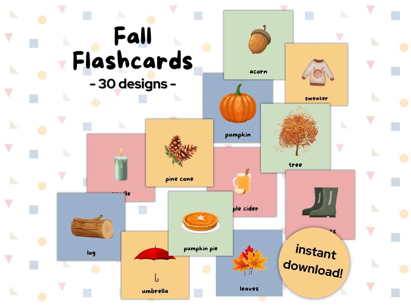 30 Fall Flashcards to Print for Toddlers Nomenclature Flashcards in ...