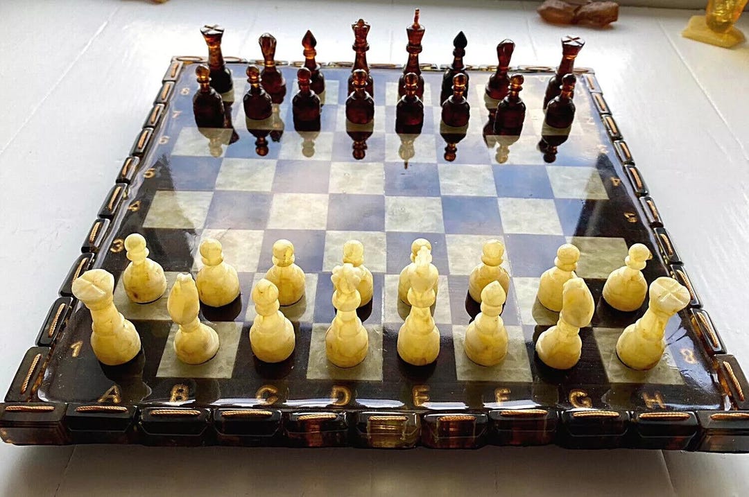 Natural Baltic Amber Chess Set and Board Handmade - Etsy