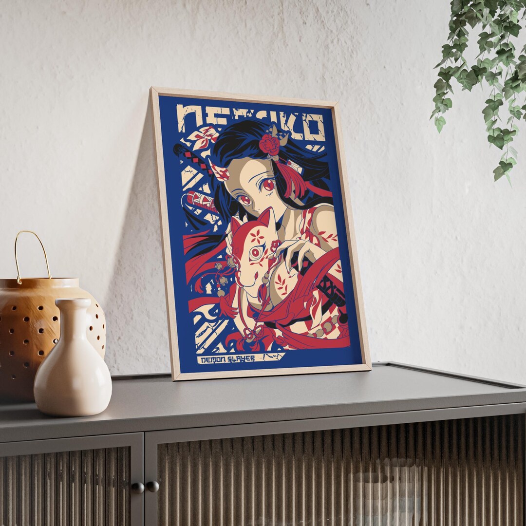 Nezuko Anime Art Poster With Wooden Frame Perfect Wall Decor for Fans ...